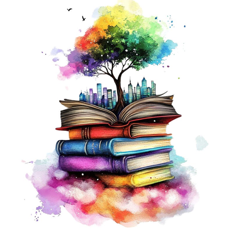 13 JPJ,PNG Watercolor Bookworm Clipart, Booklover Clip Art Bundle ...