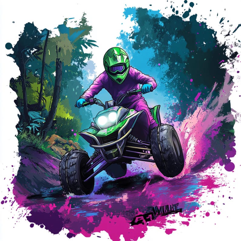 10 ATV Rider Watercolor Sublimation, Digital Download, JPJ, Outdoors ...