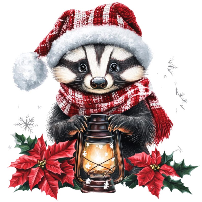 8 Christmas Badger Clipart, Printable Patchwork, Png,jpj, XMAS ...