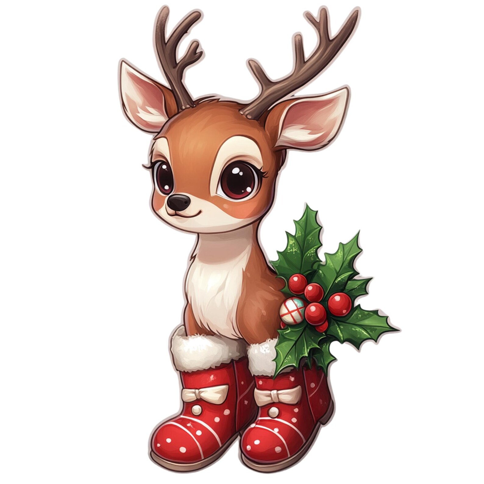 10 Cute Reindeer Clipart, Christmas Deer, Png,jpj, Watercolor Santa ...