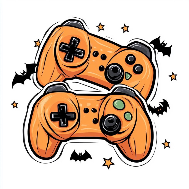 Halloween Gaming Controller Clipart: Spooky Pumpkin Design (PNG, JPG ...