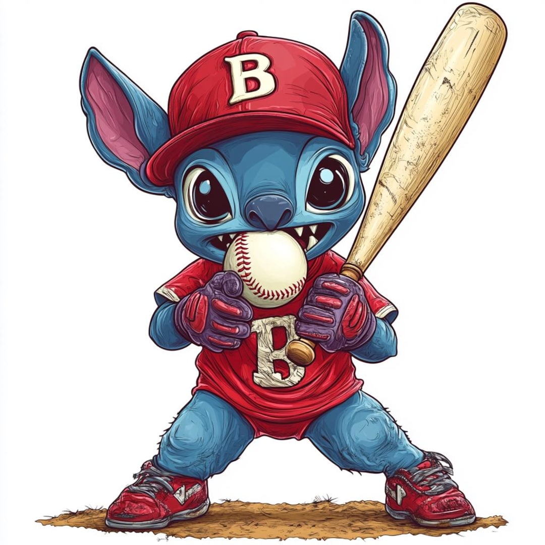 Stitch Baseball Clipart: Watercolor PNG, JPG (digital File) - Etsy