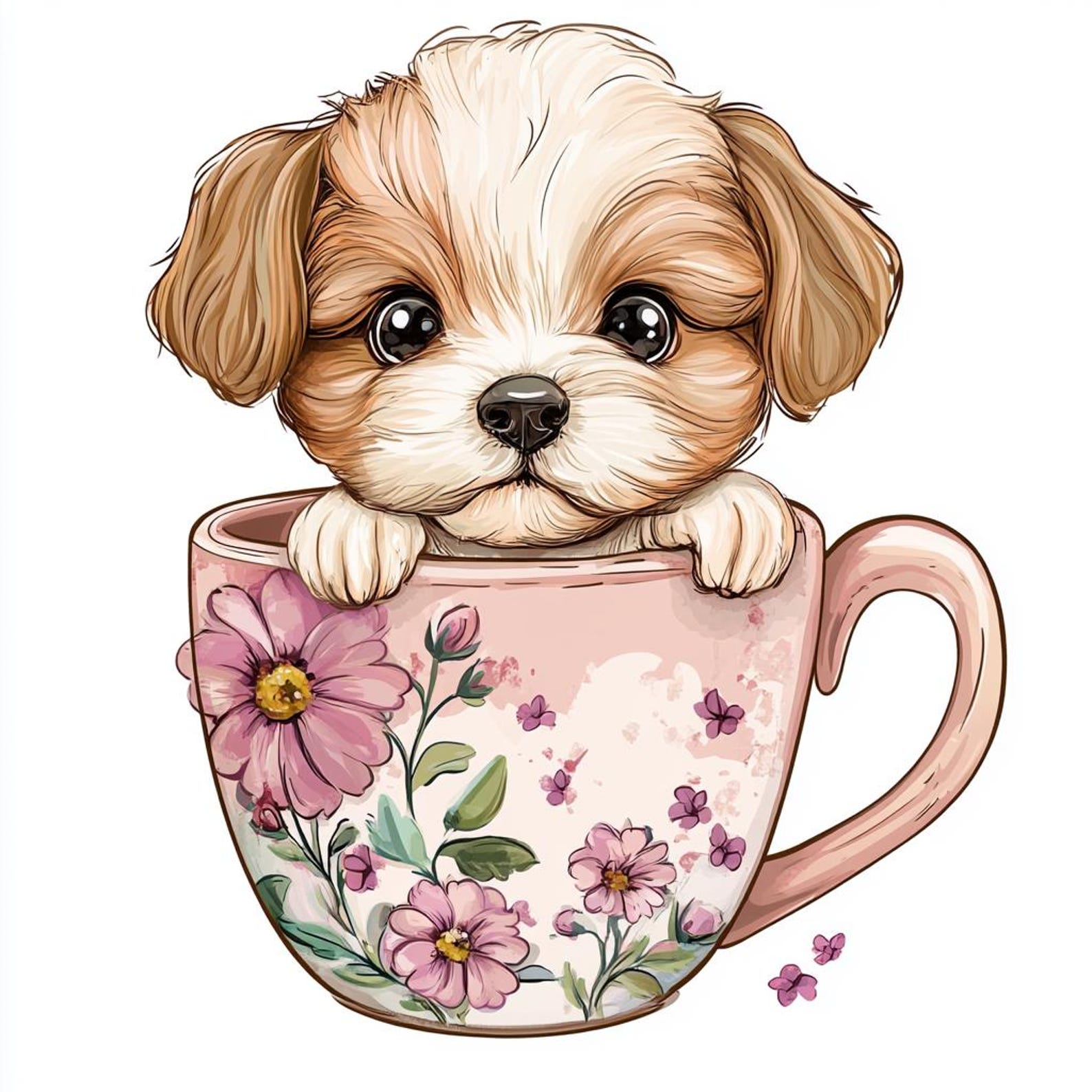 9 Animals in Mugs Illustrations Clipart Bundle Commercial Use Cute ...