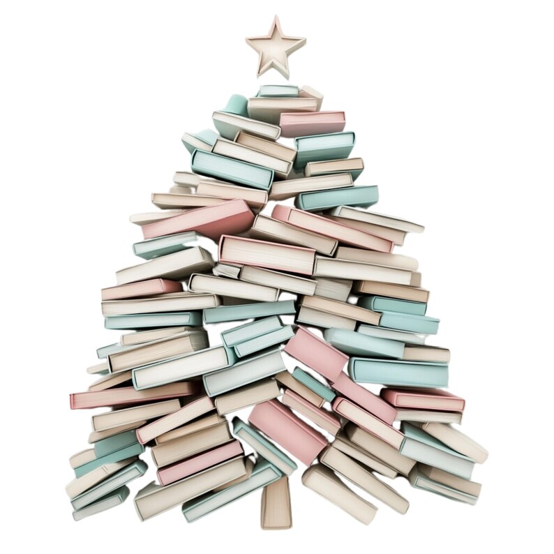 Christmas Book Tree Clipart: Holiday Reading PNG - Etsy