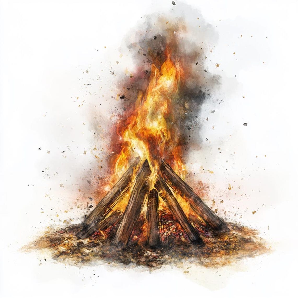 7 Watercolor Bonfire Clipart, Campfire Images,watercolor Clip Art ...