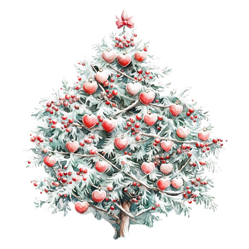 Watercolor Christmas Tree Clipart: Festive Holiday Graphics (PNG, JPG ...