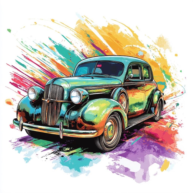 12 Watercolor Automotive Clipart Bundle, Classic Car, JPJ, Classic ...