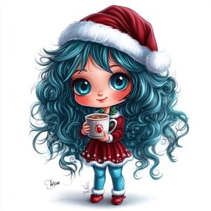 9 Cute Christmas Girl Clipart, Cute Doll Clipart,png,jpj, Holiday ...
