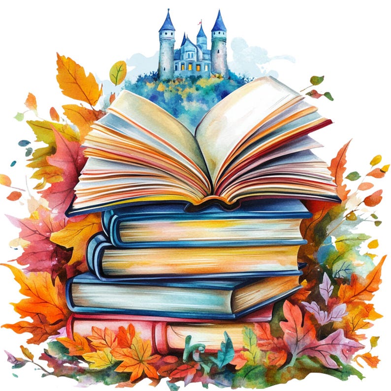 13 JPJ,PNG Watercolor Bookworm Clipart, Booklover Clip Art Bundle ...