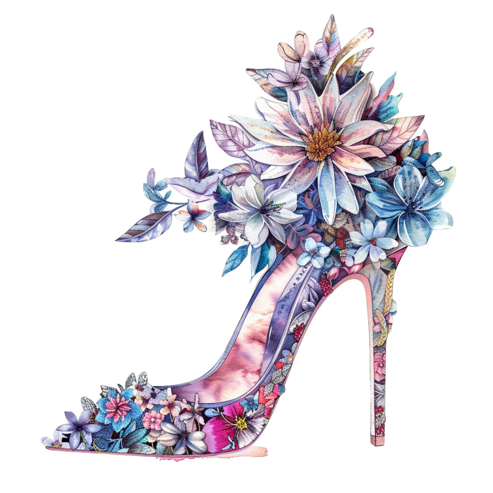 10 Floral Prom Shoes Watercolor Clipart Printable High Quality Fil Png ...