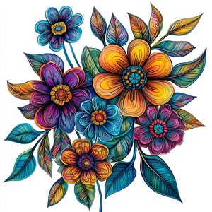 Watercolor Flower Clipart: Colorful Floral Illustrations (digital ...