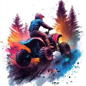 10 ATV Rider Watercolor Sublimation, Digital Download, JPJ, Outdoors ...
