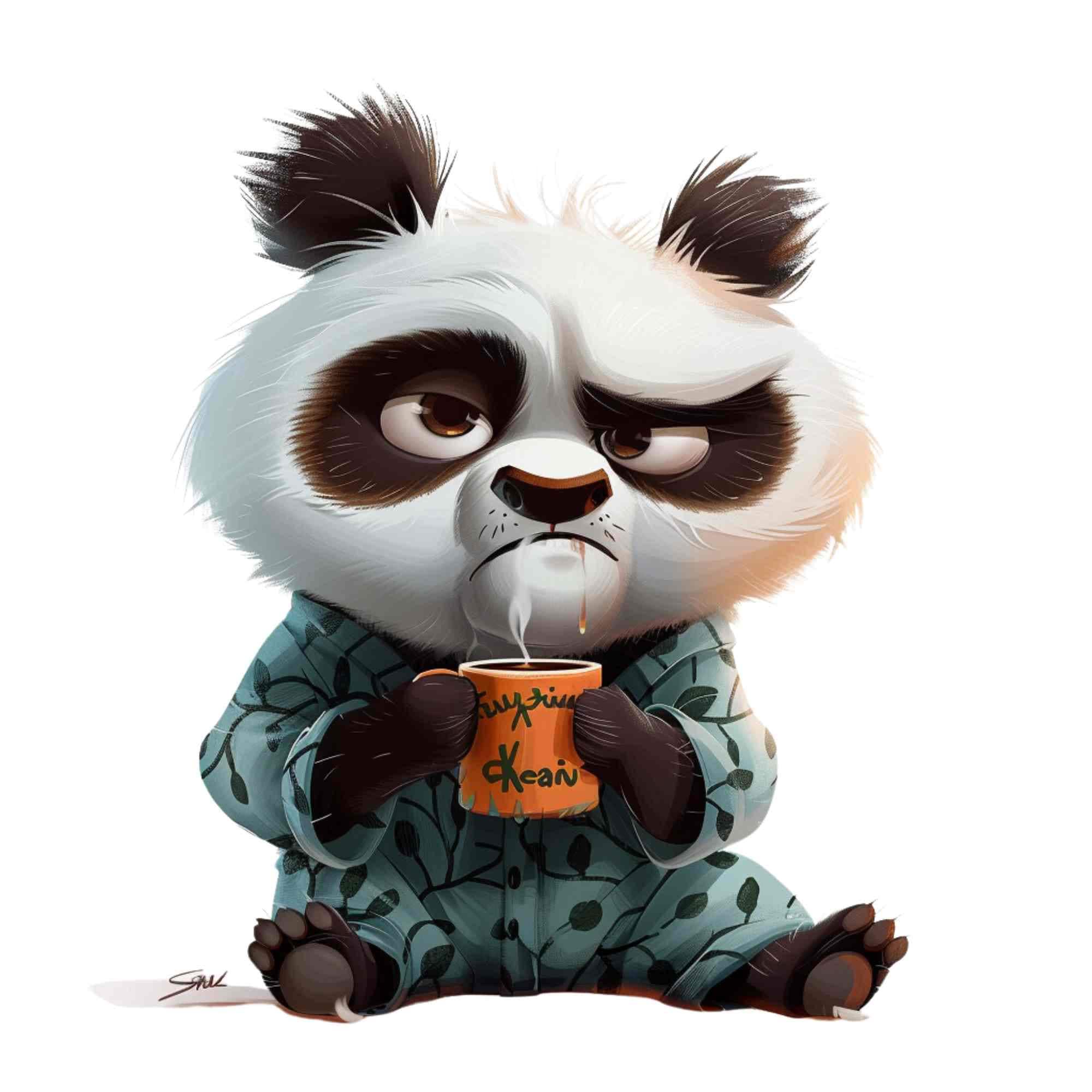 17 Panda Coffee Clipart, Grumpy Panda Clipart, High Quality Png,jpgs ...