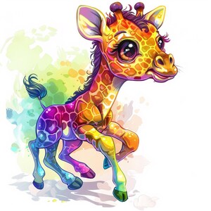 13 Watercolor Cute Giraffes Clipart,high-quality Jpg,cute Baby Giraffe ...