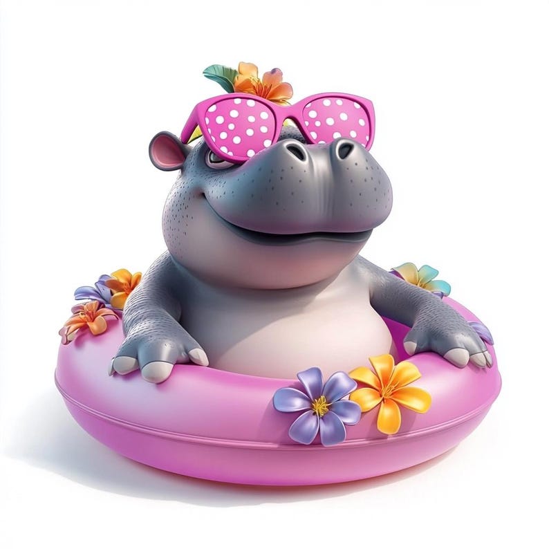8 Cute Baby Hippo Watercolor Clipart PNG,JPJ Safari Baby Shower ...