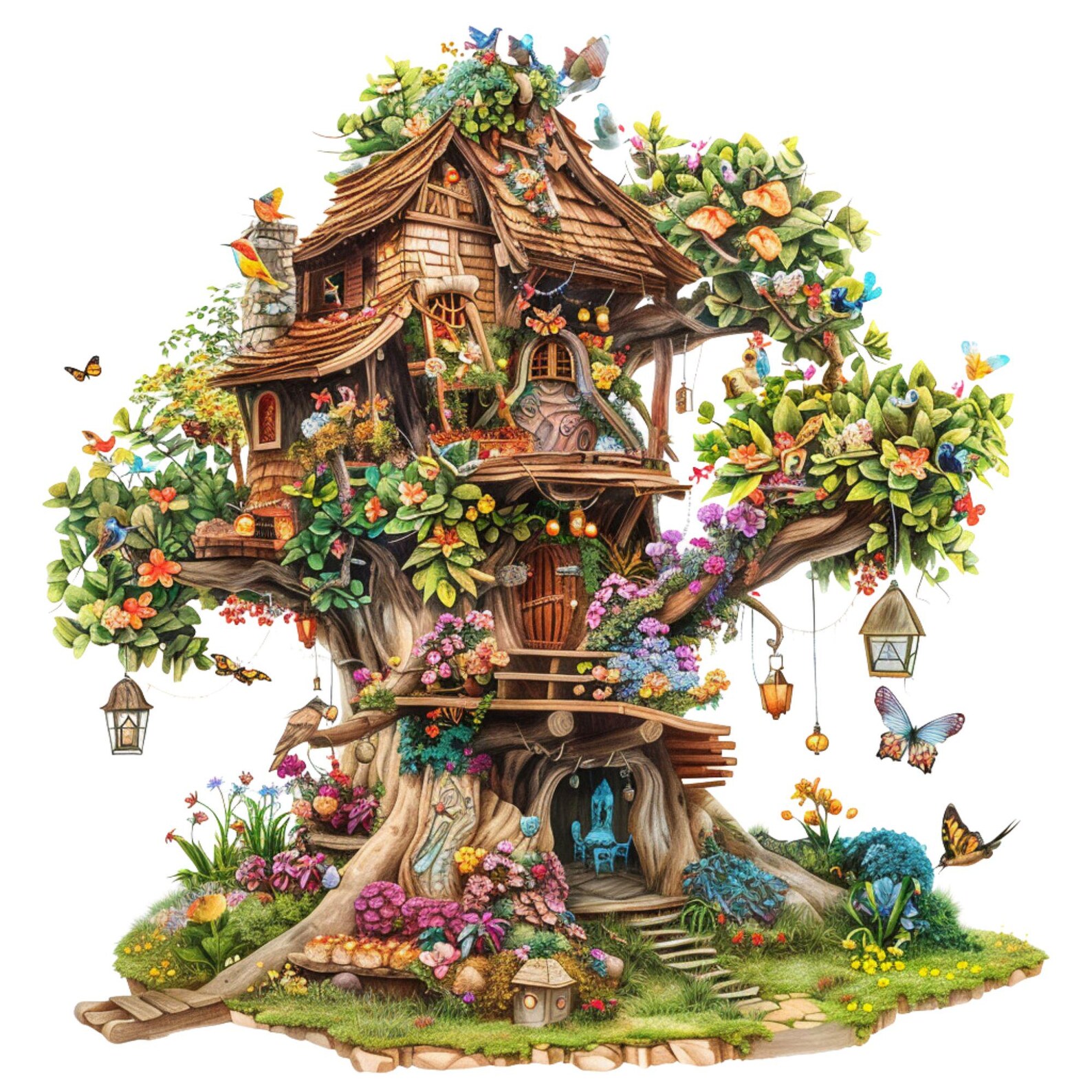 11 Fairy Floral House Watercolor Clipart High Quality Printable,house ...