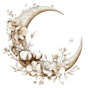 11 Beautiful Flower Moon Clipart Images, Png