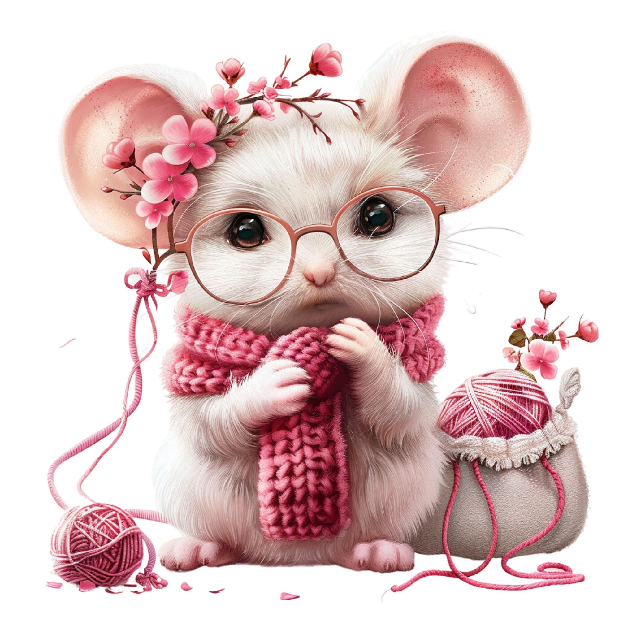 10 Mouse With Flower Watercolor Clipart High Quality File Png,jpj Using ...
