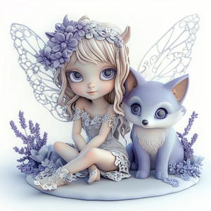 8 Watercolor Girl and Fox Clipart, Domestic Cute Red Fox Sublimations ...