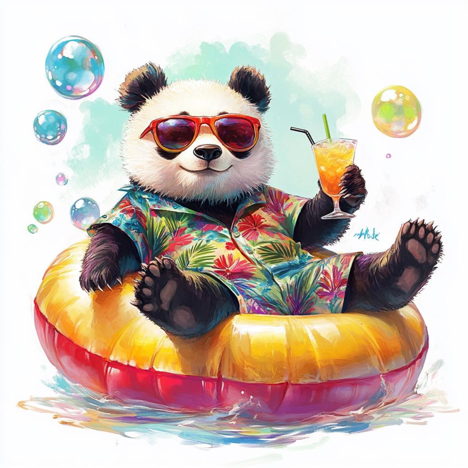 7 Watercolor Cute Funny Panda Clipart Adorable Baby Pandas Commercial ...