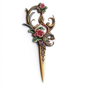 Vintage Floral Scissors Clipart: Watercolor Flower Graphics (digital ...