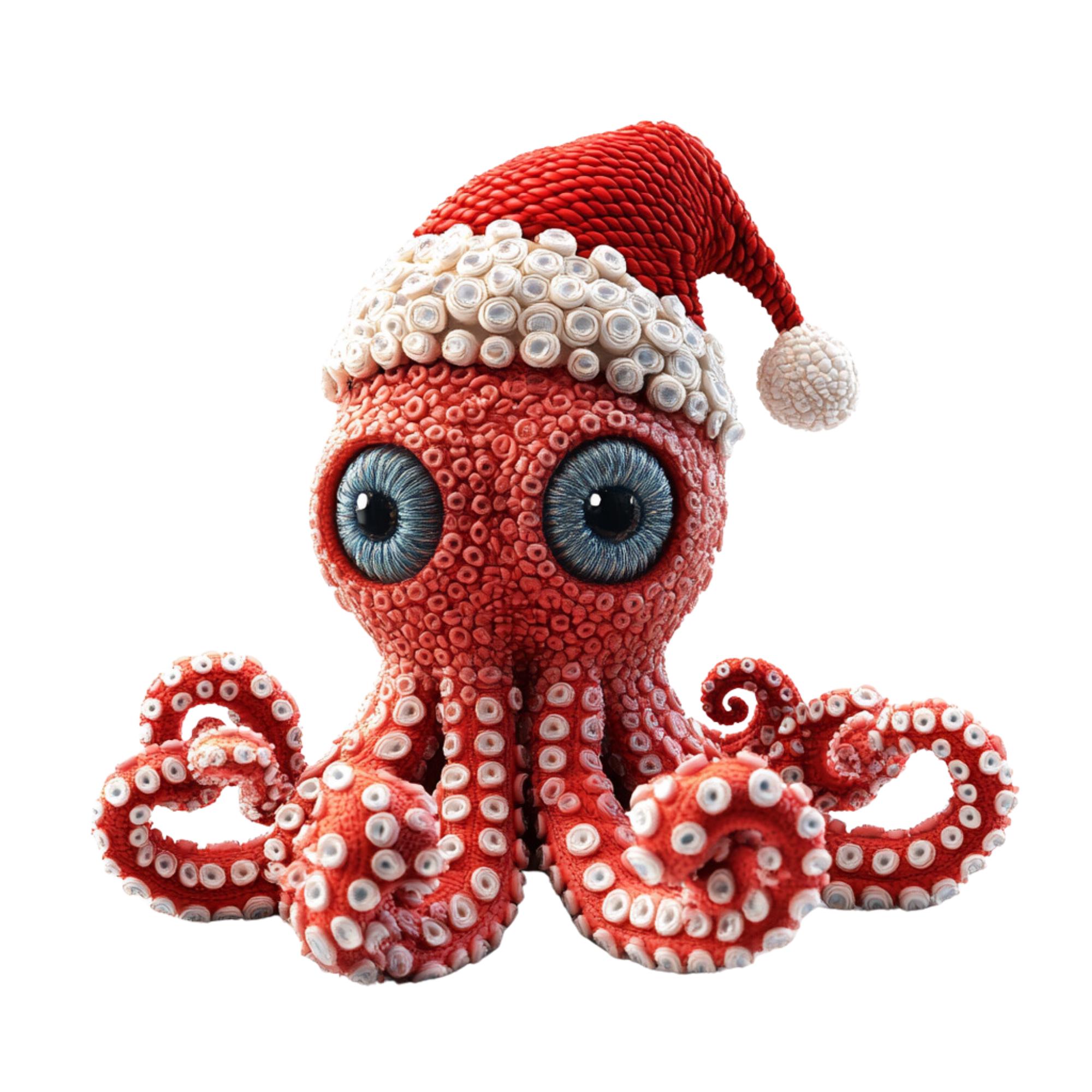 10 Christmas Octopus Clipart, Png,jpj, Octopus PNG, Festive Digital ...