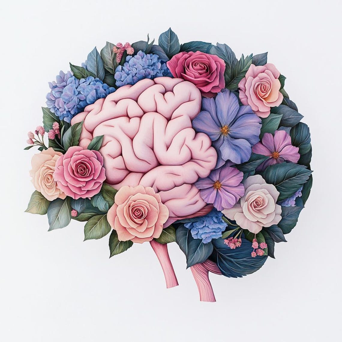 10 Watercolor Brain Clipart Colorful Painted Brain Illustrations ...