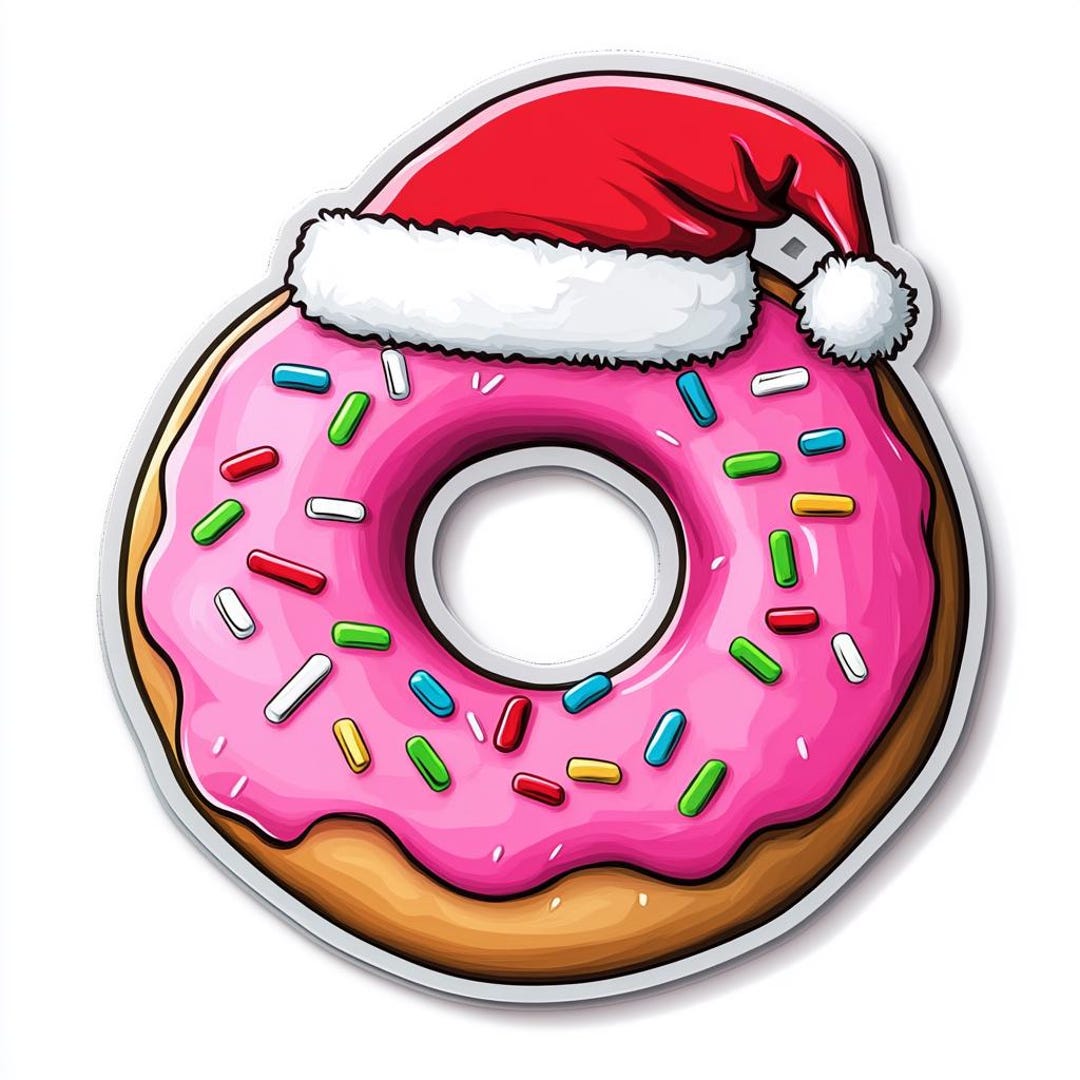 5 Christmas Donut Clipart, Donut Pattern, Png