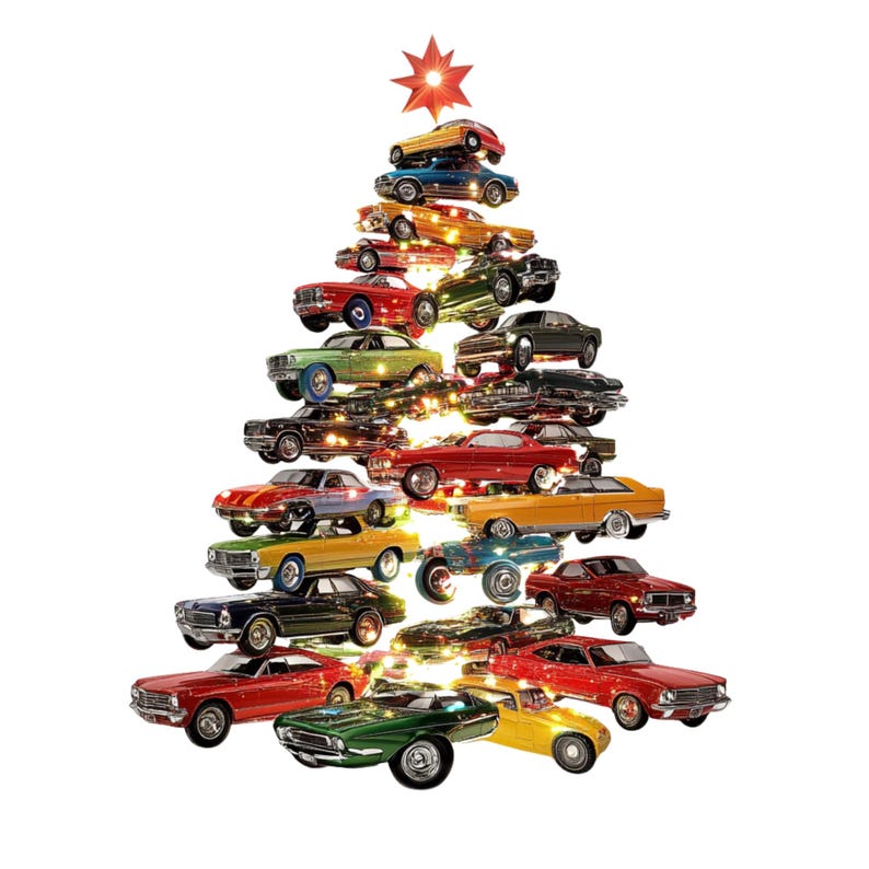 Christmas Car Tree Clipart: Holiday Road Trip Designs (digital Download ...