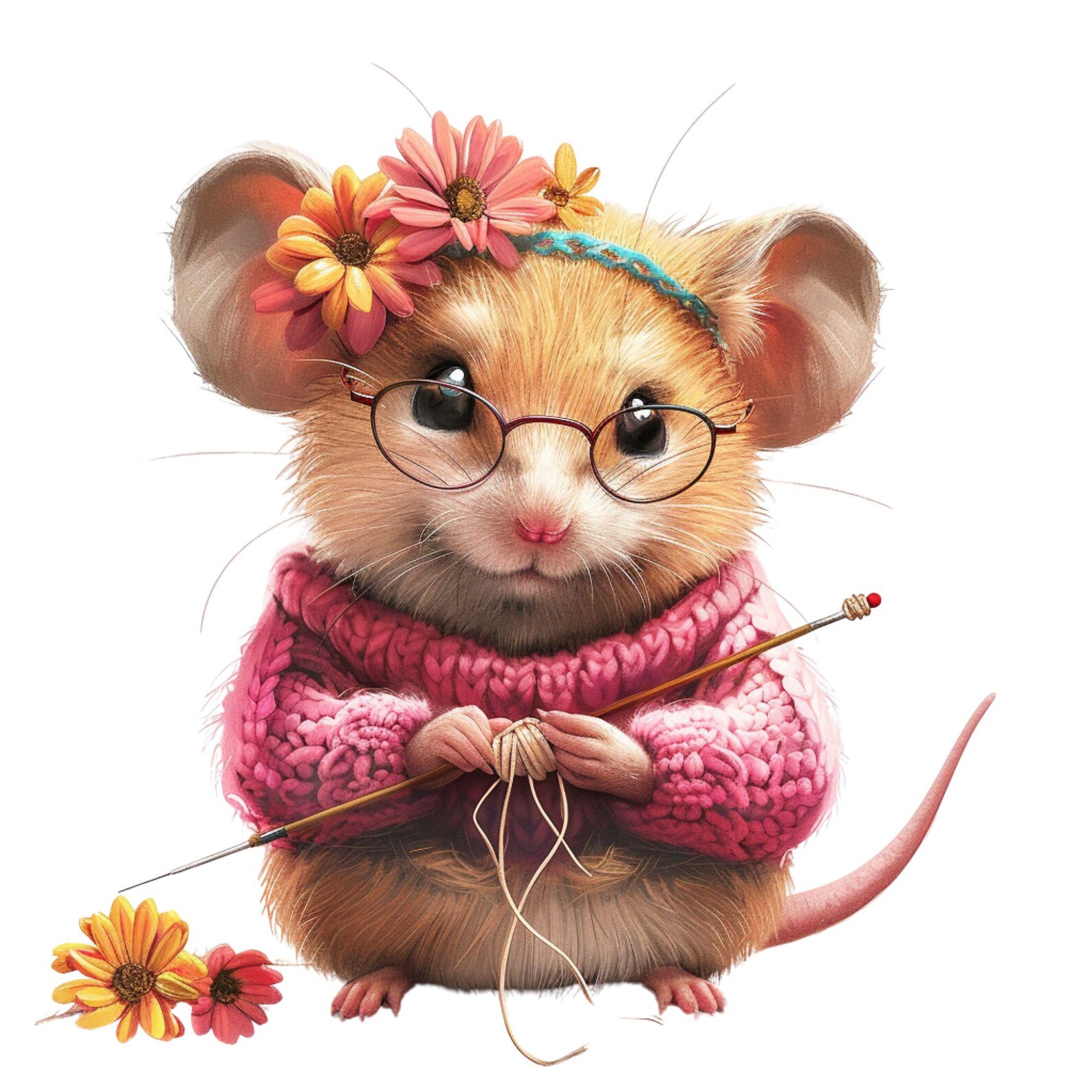 10 Mouse With Flower Watercolor Clipart High Quality File Png,jpj Using ...