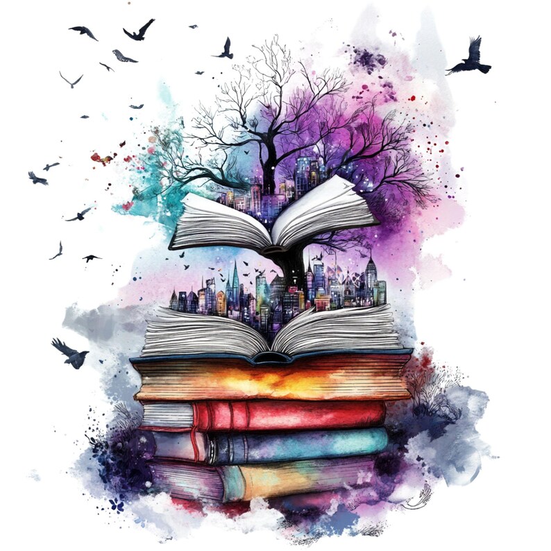 13 JPJ,PNG Watercolor Bookworm Clipart, Booklover Clip Art Bundle ...