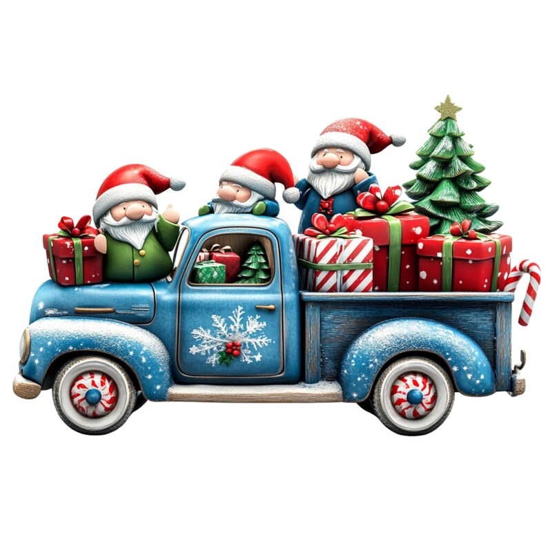 Christmas Santa Truck Clipart: Vintage Holiday PNG (commercial Use) - Etsy