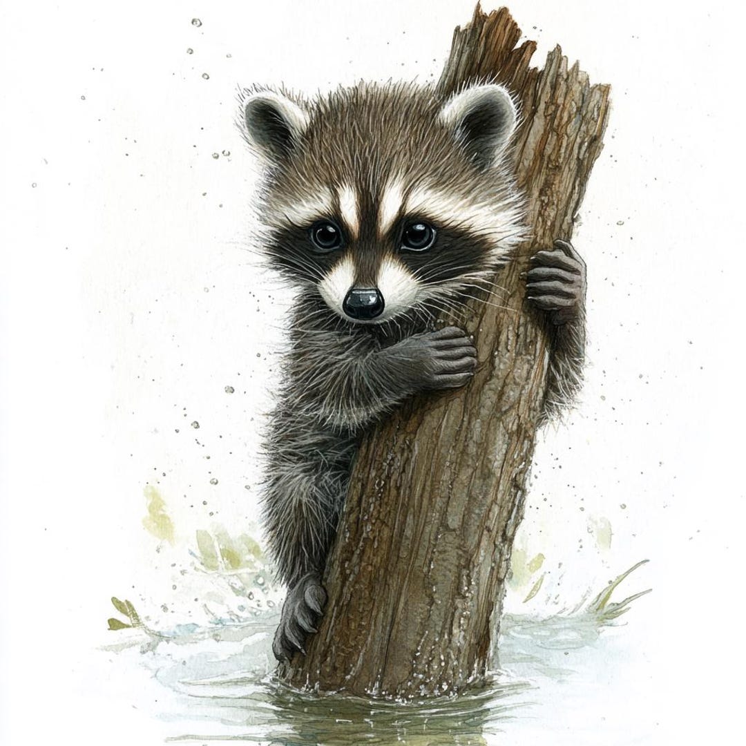 7 Cute Raccoon Clip Art High Res Watercolor Png,jpgs for Junk ...