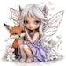 8 Watercolor Girl and Fox Clipart, Domestic Cute Red Fox Sublimations ...