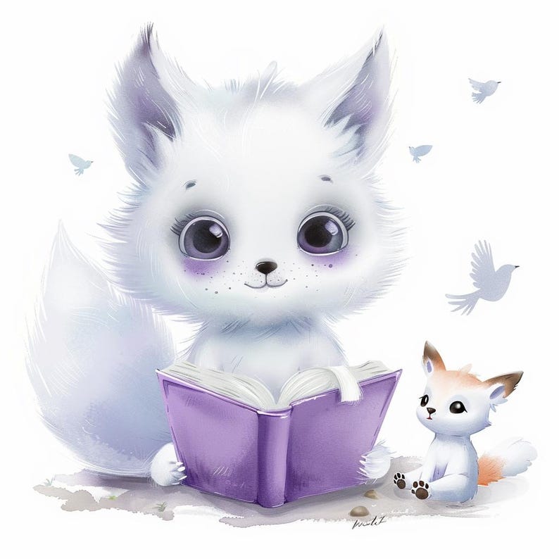 10 ANIMALS WITH BOOKS Watercolor Clip Arts Png,jpj Notebook ...