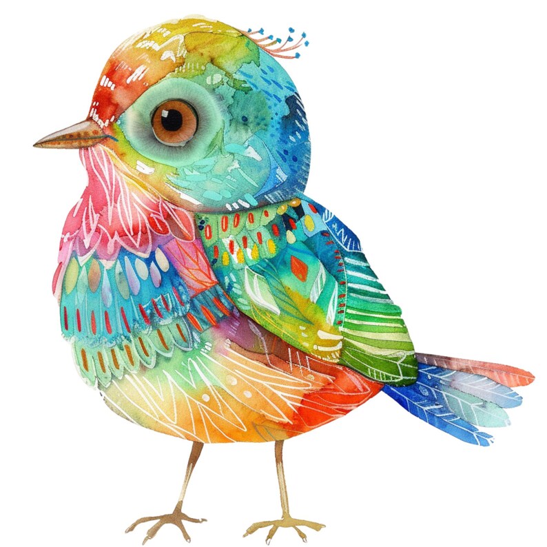 10 Whimsical Birds Watercolor High Quality Clipart File Png,jpj Using ...