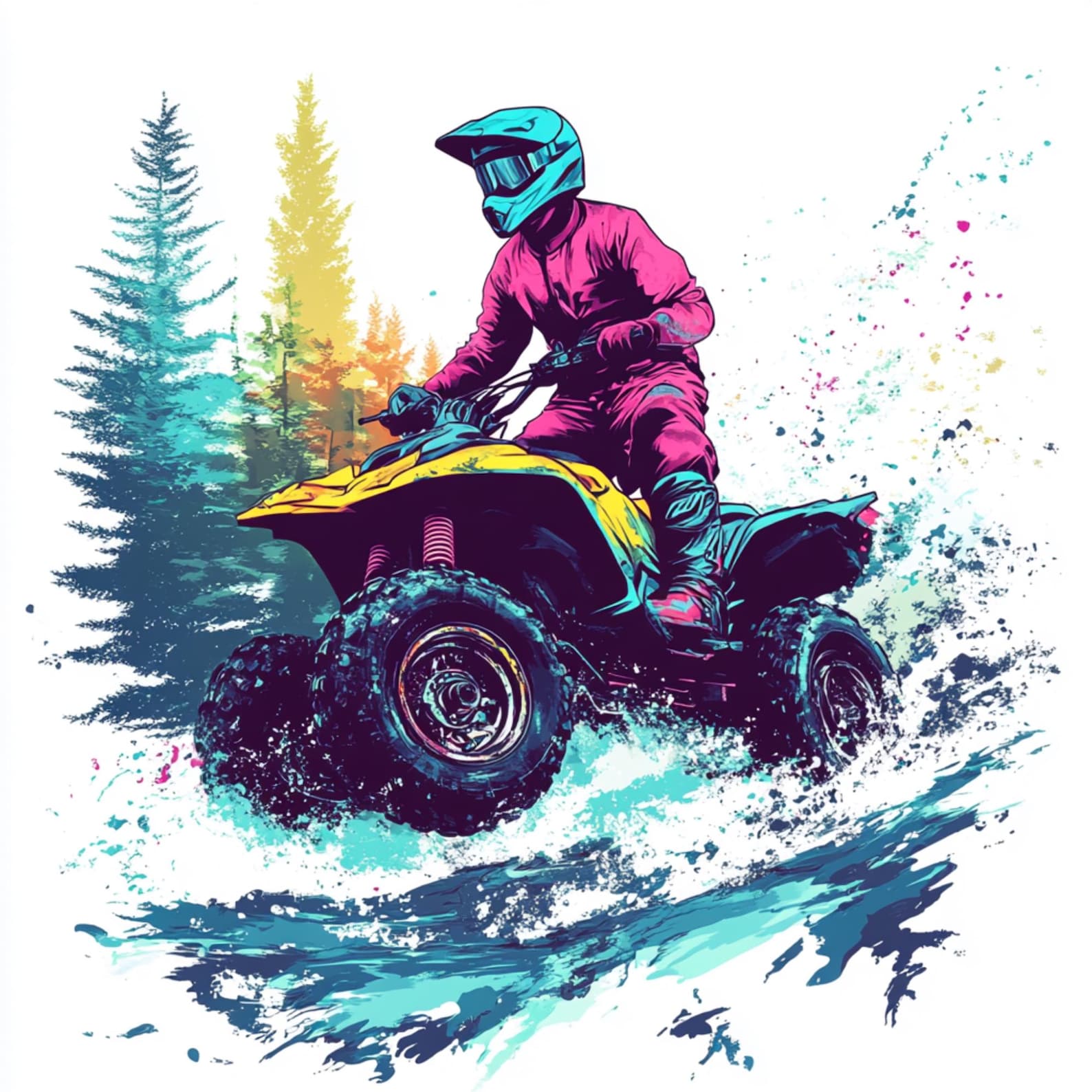 10 ATV Rider Watercolor Sublimation, Digital Download, JPJ, Outdoors ...