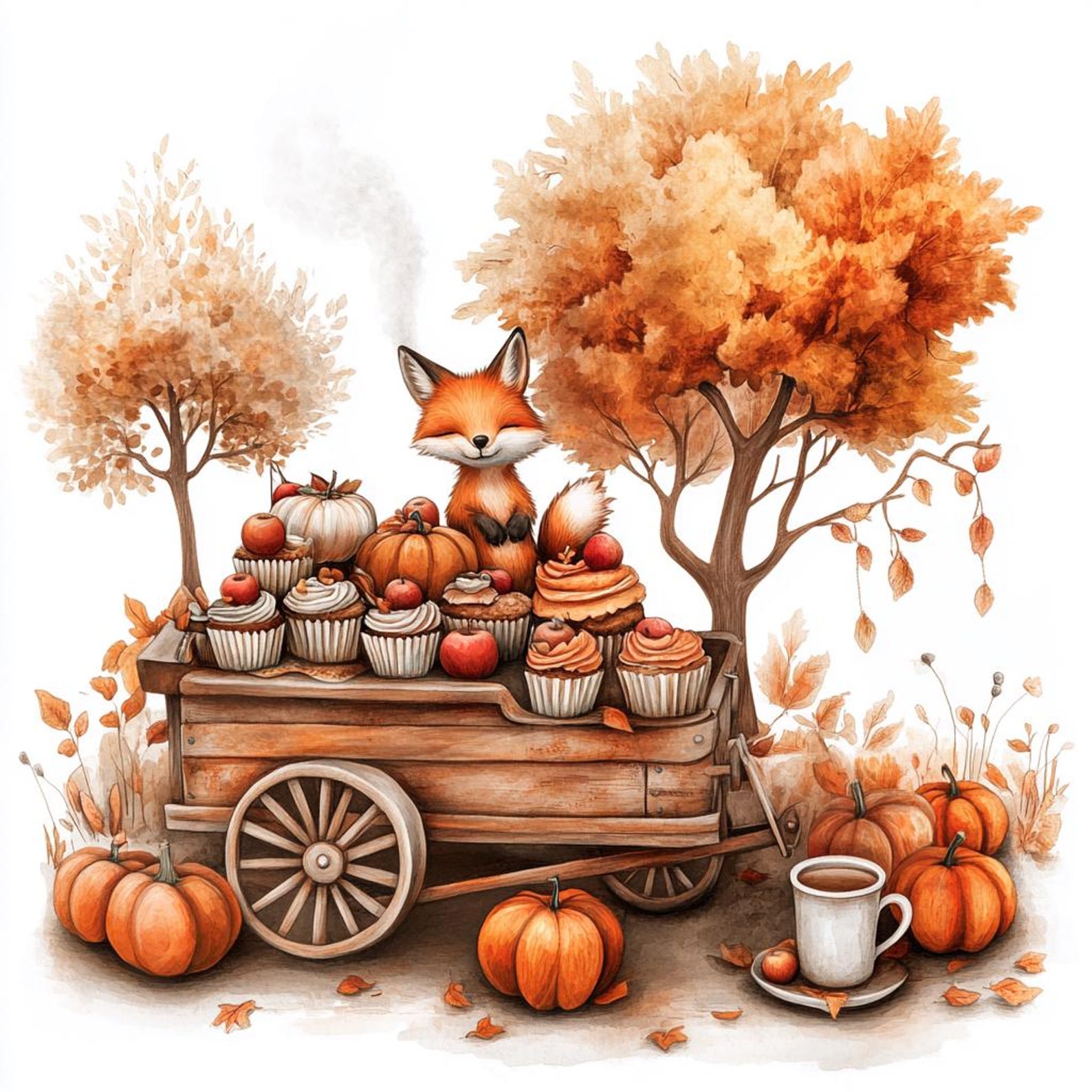 10 Watercolor Rustic Autumn Clipart Bundle, Fall Clipart PNG,JPJ, Fall ...