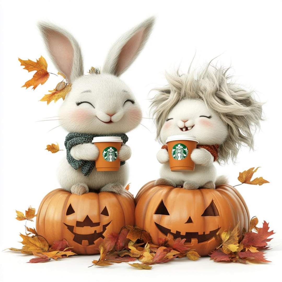 8 Charming Halloween Bunny in Pumpkin Clipart, Cute Digital Art for ...