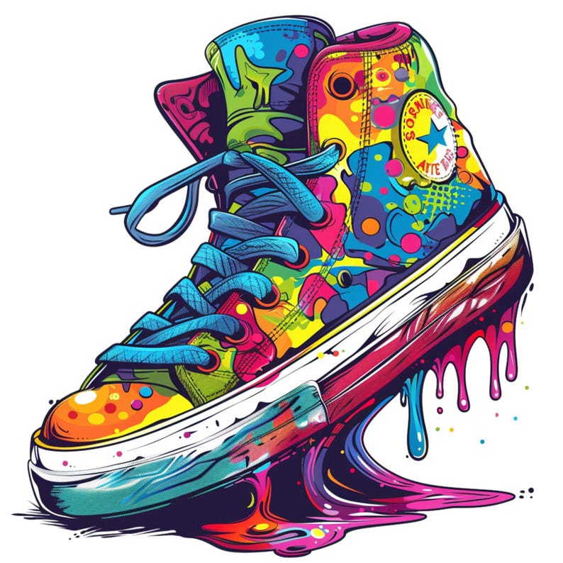 6 Dripping Sneaker Watercolor Clipart Printable High Quality Design ...