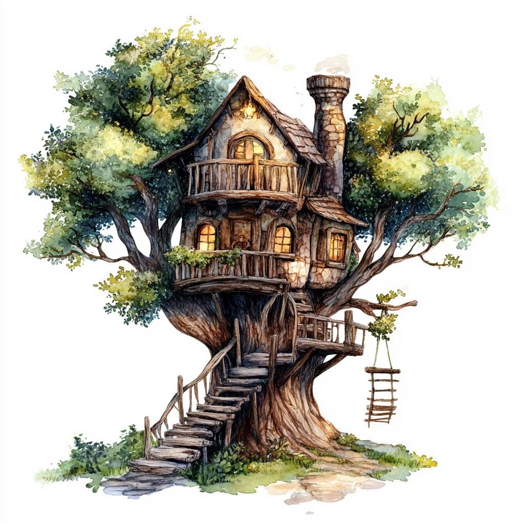 8 Whimsical Tree House Clip Art Set Fun Digital Images Scrapbooks, Card ...
