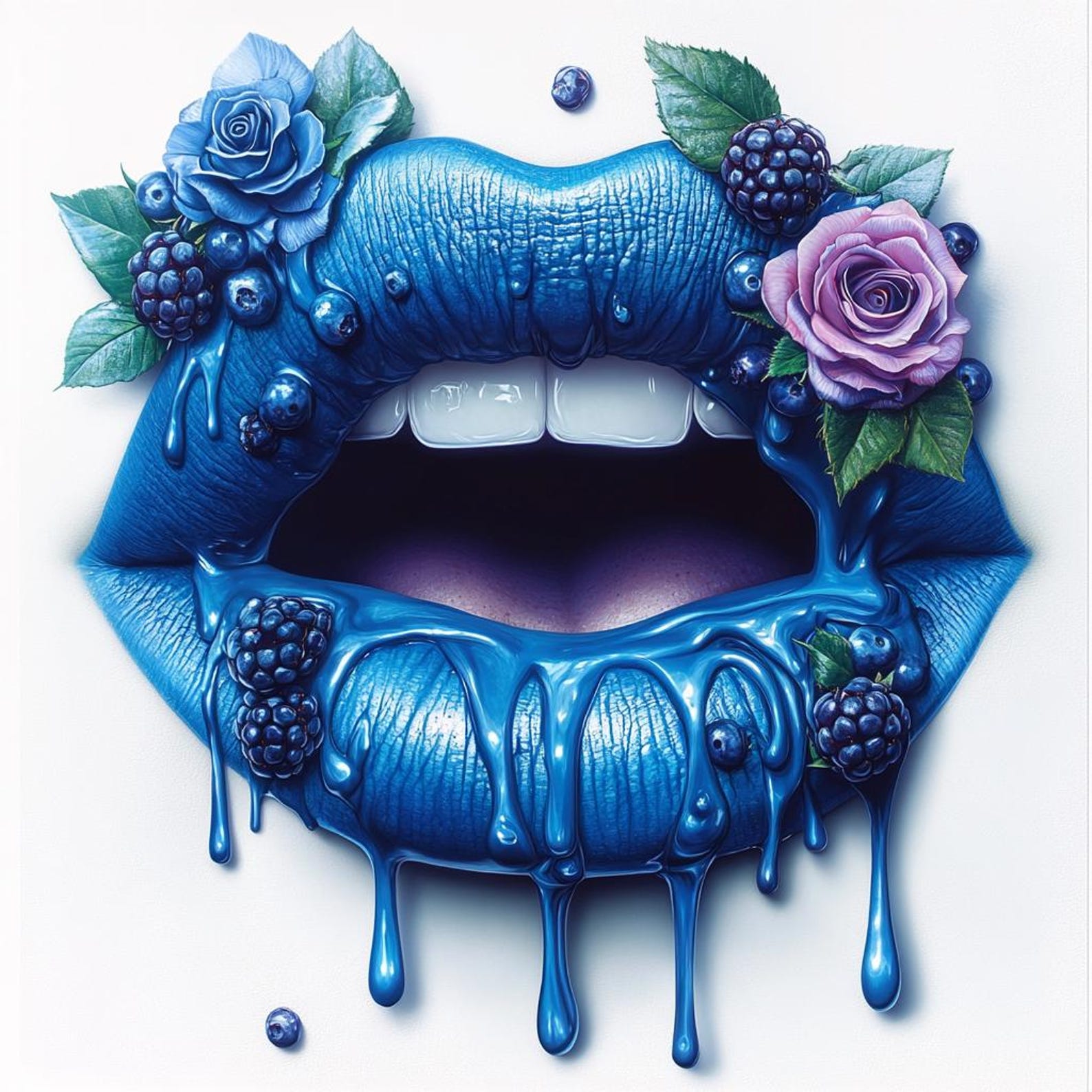 8 Glossy Dripping Floral Lips Clipart - Vibrant Color Lip Art PNG,JPJ ...