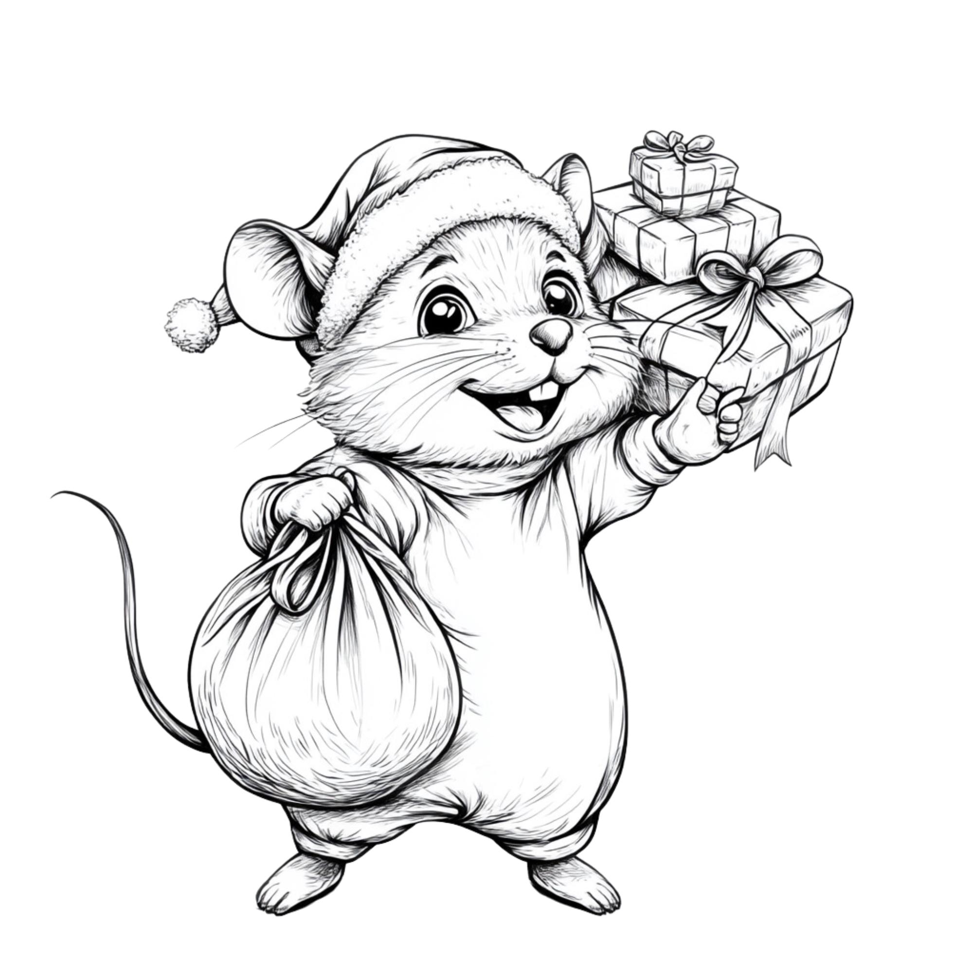Watercolor Christmas Mouse Clipart: Festive PNG Bundle (commercial Use ...