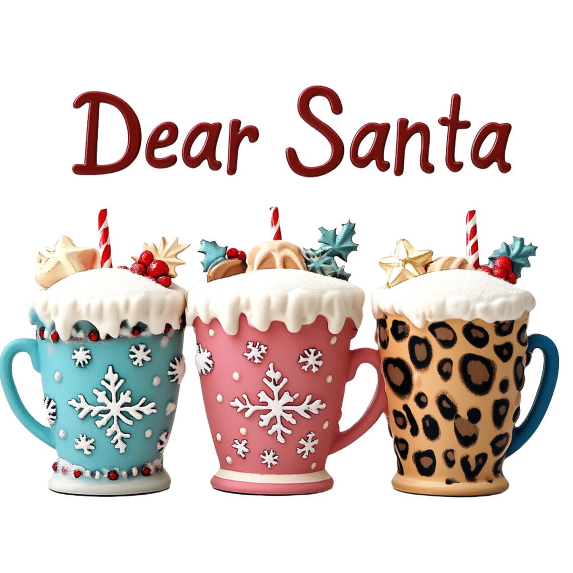 Watercolor Christmas Shake Clipart: Dear Santa Festive Drinks (PNG, JPG ...