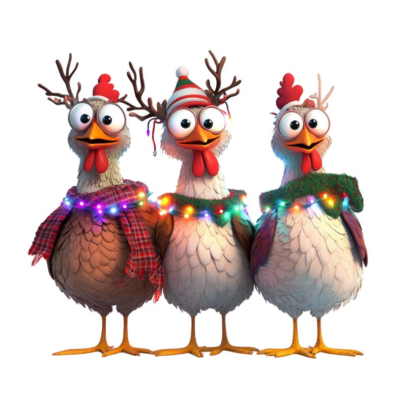 Christmas Chicken Clipart: Festive Holiday Hen Designs (PNG, JPG) - Etsy