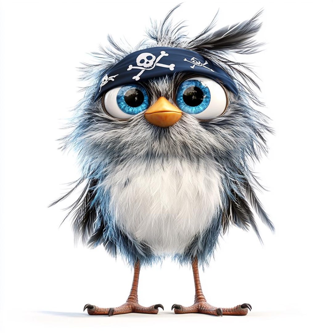 8 Cute Whimsical Quirky Bird Clipart, Funny Birds Clipart, High Quality ...