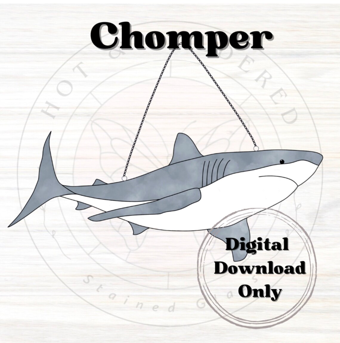 Chomper Stained Glass Shark Pattern - Etsy