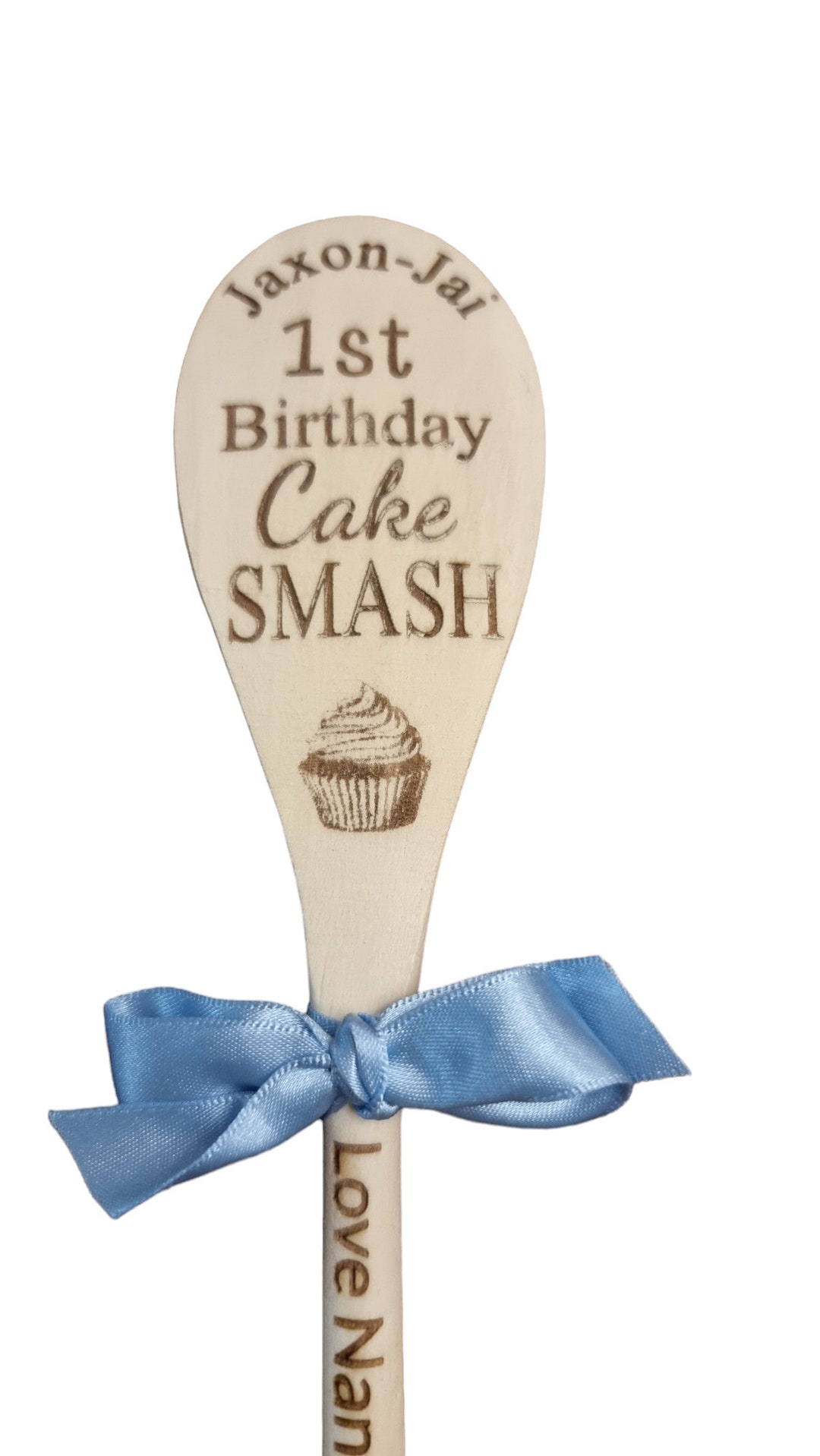 1st Birthday Wooden Cake Smash Spoon. Prop/keepsake With Engraved ...