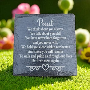 Personalized Graveside Slate Memorial, Remembrance Poem - Etsy UK