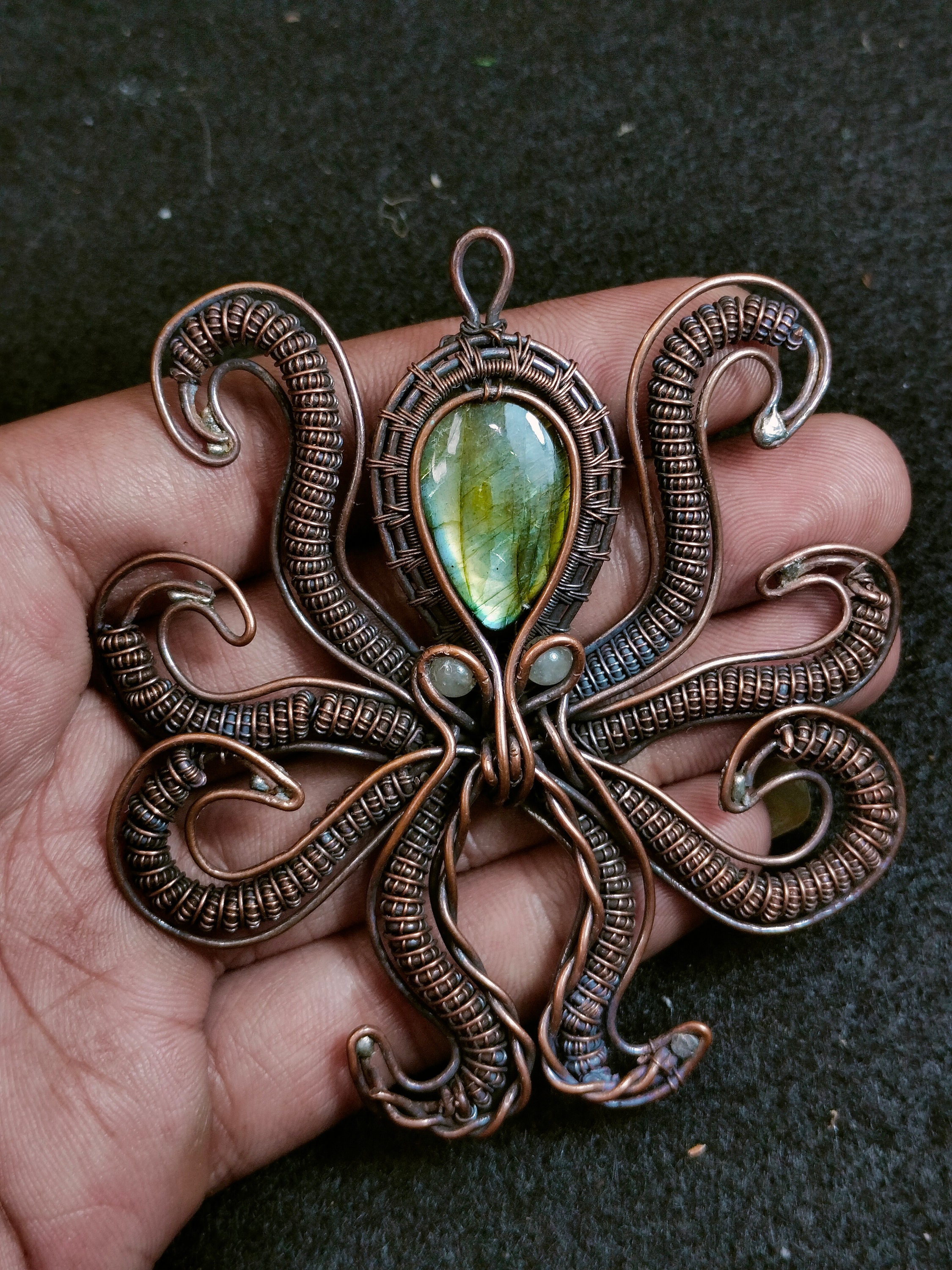 Octopus Wire Wrapping Pendant - Etsy